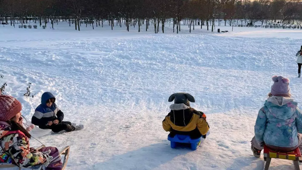 Parcul Mogoșoaia, lăsat plin cu zăpadă pentru copii