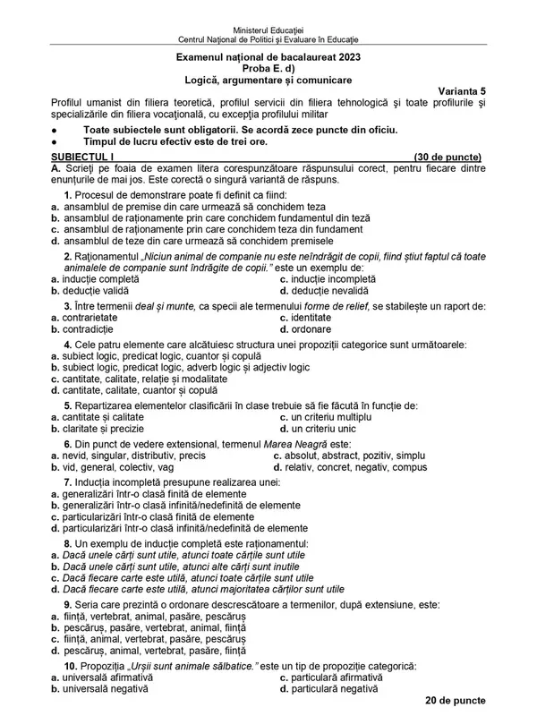 Subiecte Logică BAC 2023. Ce Au Avut De Rezolvat Elevii Care Au Ales Să ...