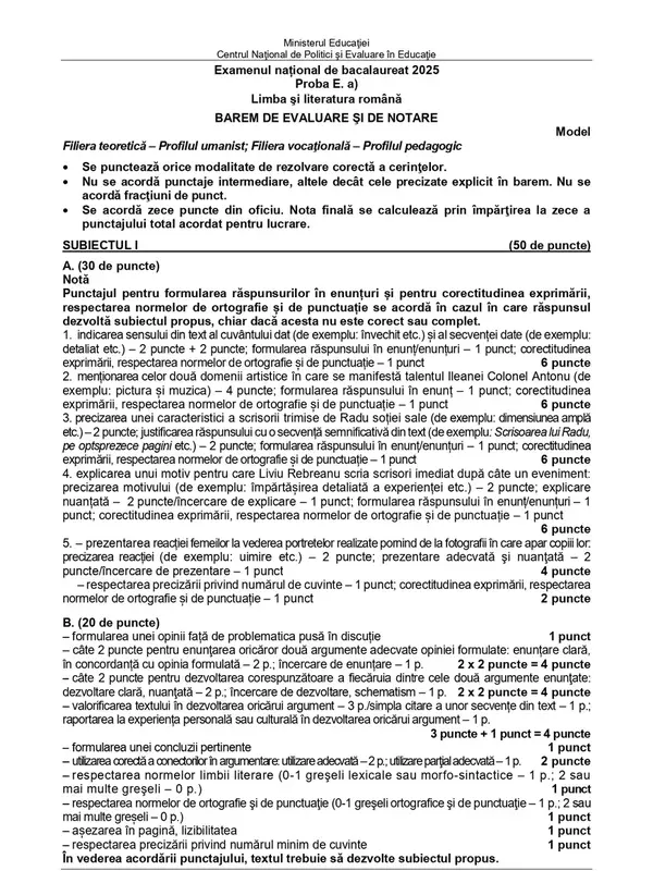 Modele De Subiecte Pentru Bacalaureat 2025, Publicate De Ministerul ...