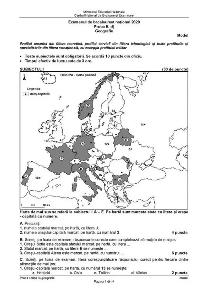 Subiecte și Barem BAC Geografie 2020. Ce Le-a Picat La Examen Elevilor ...
