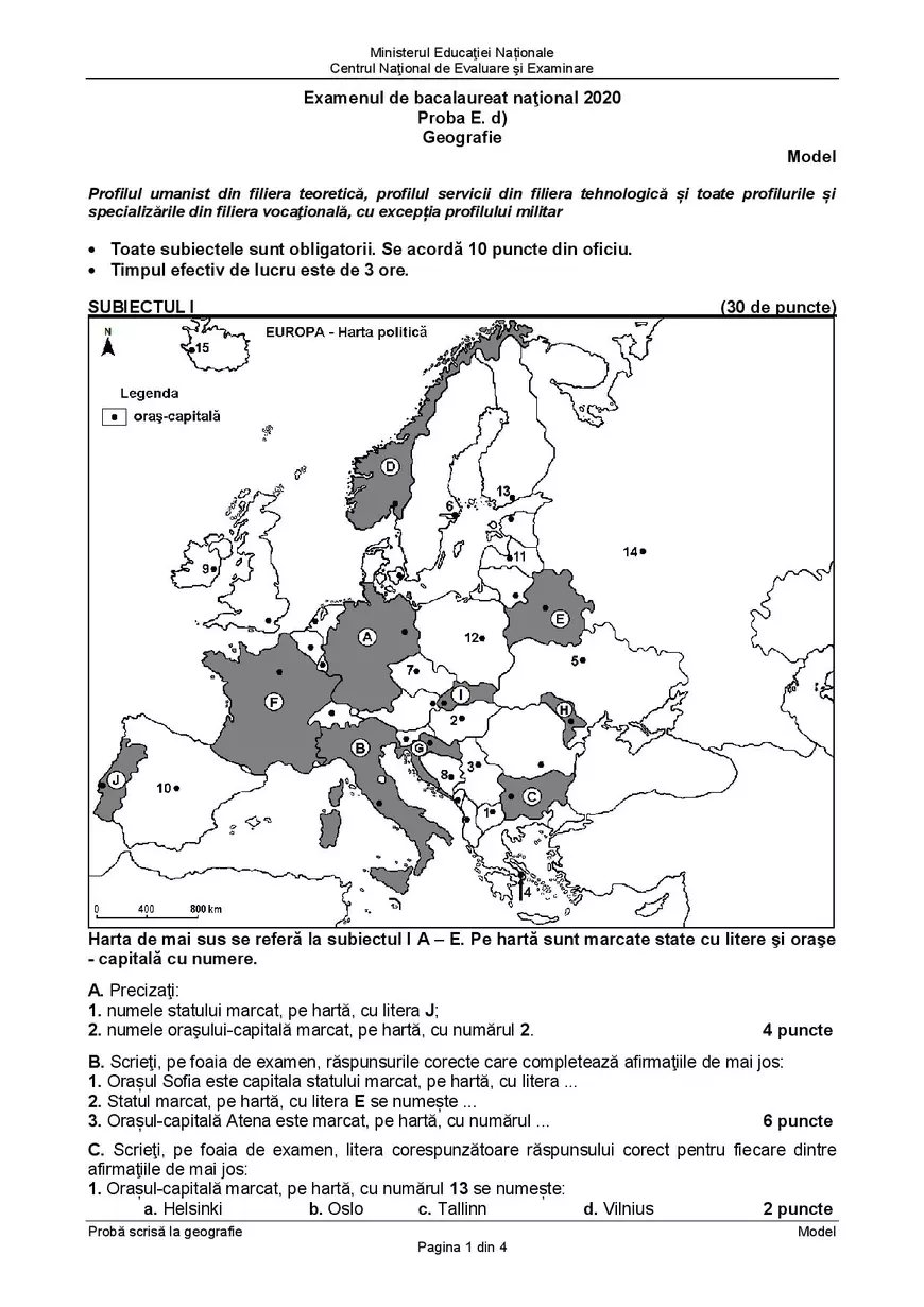 Subiecte și Barem BAC Geografie 2020. Ce Le-a Picat La Examen Elevilor ...