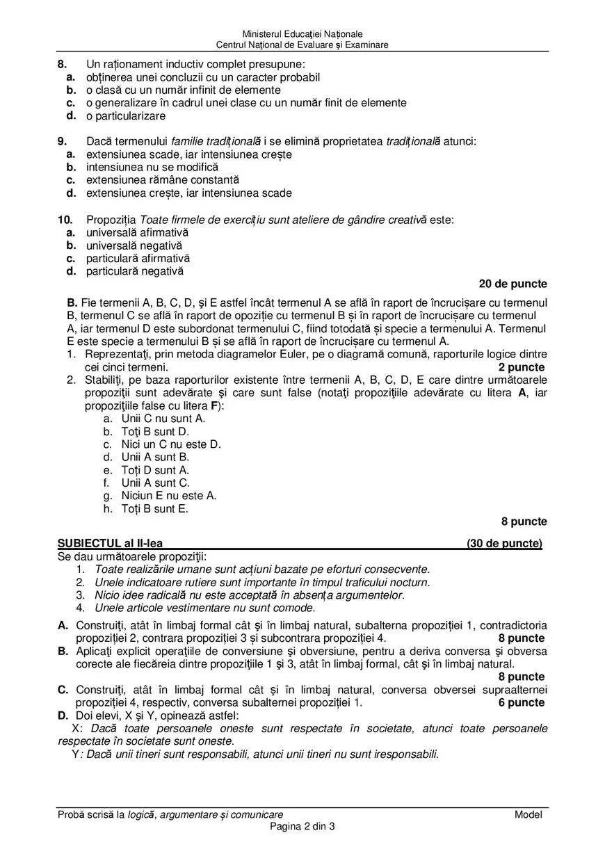 Subiecte și Barem BAC Logică 2020 - Care Sunt Subiectele Din Acest An ...