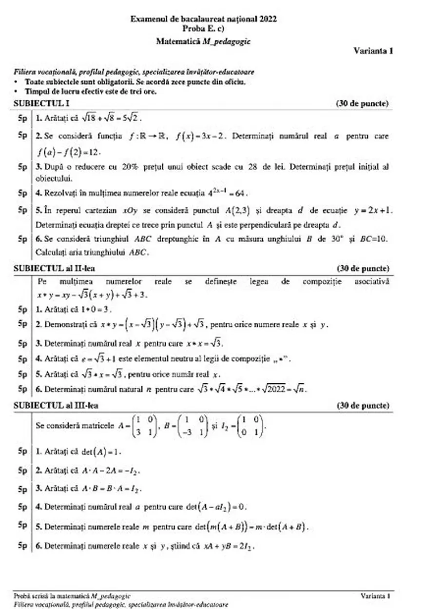 Subiecte BAC Matematică 2022. Ce Le-a Picat Elevilor De La Mate-info ...