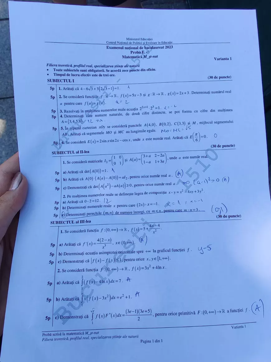 Subiectele La Matematică La BAC 2024. Ce Le-a Picat Absolvenților De La ...