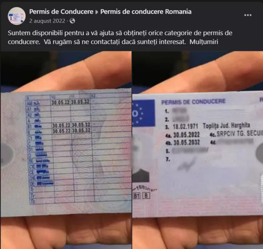 INVESTIGAȚIE. Permise De Conducere False, Vândute Pe Facebook Cu Câteva ...