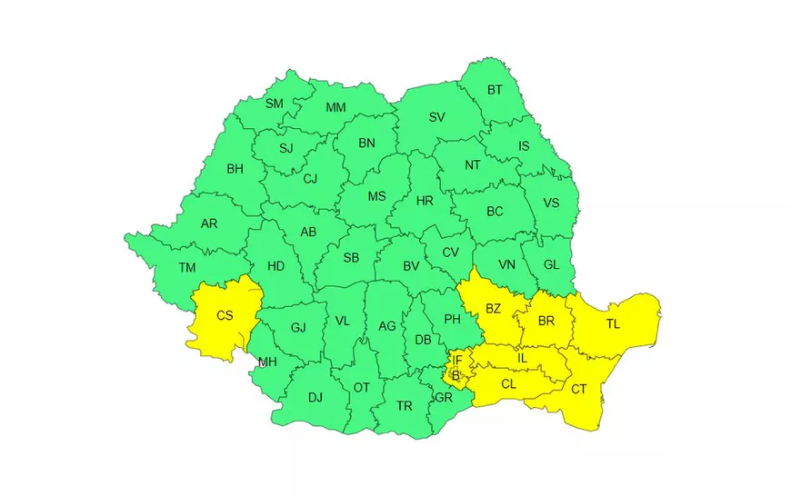 Prognoza Meteo. Cod Galben De Vânt în București și Opt Județe. Harta ...